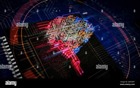 Machine Learning Futuristic 3d Rendering Illustration Concept Of Cybernetic Brain Artificial