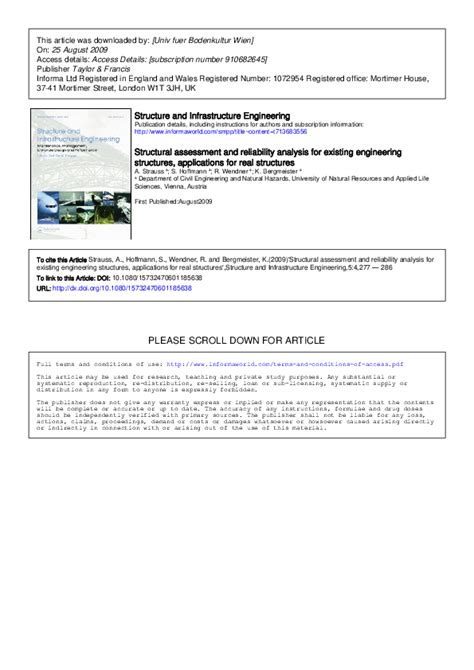 Pdf Structural Assessment And Reliability Analysis For Existing Engineering Structures