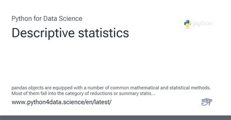 Descriptive Statistics Python For Data Science