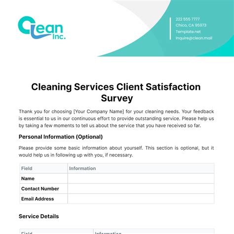 Free Cleaning Services Survey Templates To Edit Online
