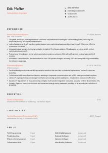 Automation Engineer Resume Example