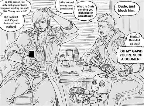 Dante Nero And Servbot Mega Man And 4 More Drawn By Bb Baalbuddy