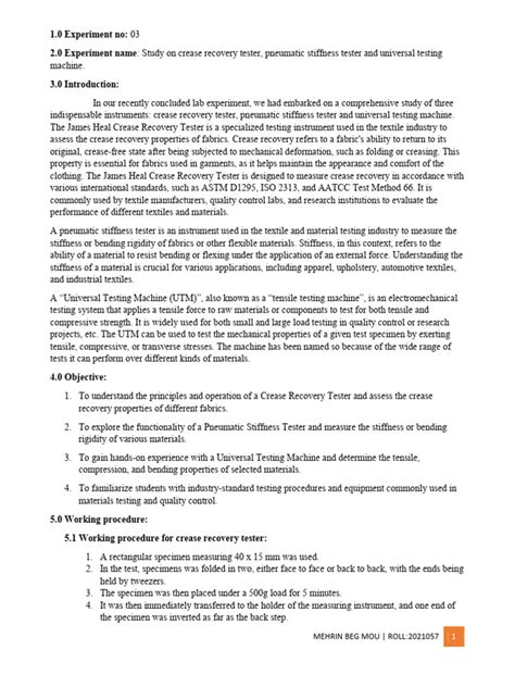 Naim Sir Lab 3 Pdf Textiles Experiment