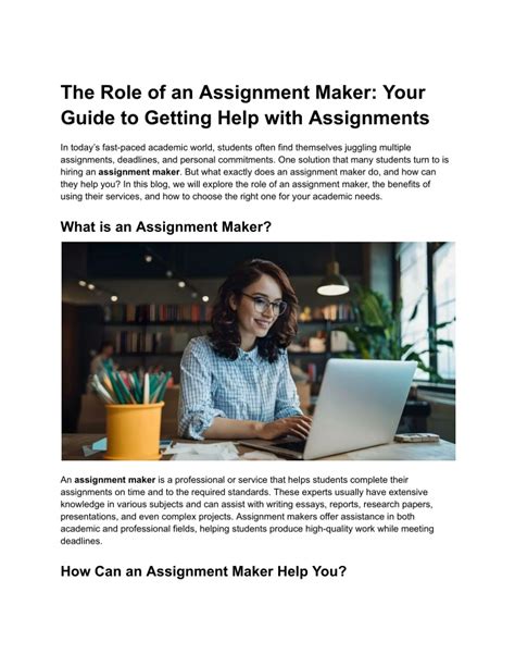 Ppt The Role Of An Assignment Maker Your Guide To Getting Help With Assignments Powerpoint