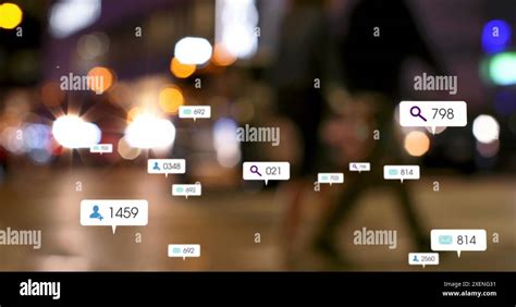 Image Of Notification Labels Over Blurred Vehicle Stopped On Signal And