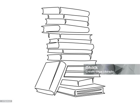 스택 북의 연속 선 그리기 1회 학교 및 도서관에서 간단한 선형 스타일로 공부하는 교육 편집 가능한 획으로 초안 작성 낙서 아이콘 벡터 일러스트 레이 션 검사 보기에 대한