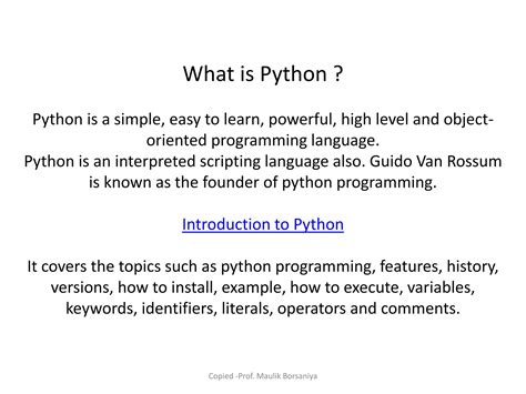 Chapter 1 Introduction To Python Maulik Borsaniya Pptx