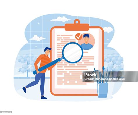 이력서를 읽고 입사 후보자를 검토합니다 채용 프로세스 개념입니다 플랫 벡터 현대 일러스트 레이 션 개념에 대한 스톡 벡터 아트 및 기타 이미지 Istock