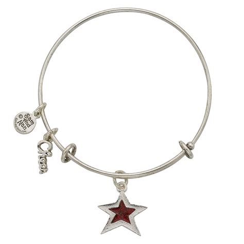 Red Star Charm Bangle Bracelet Expandable Charm