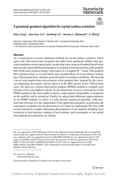 a proximal gradient algorithm for crystal surface evolution request pdf