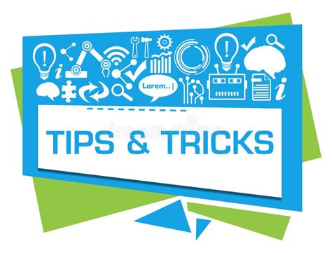 Tips En Trucs Groene Blauwe Vierhoeken Driehoeken Ai Symbolen Tekst Stock Illustratie