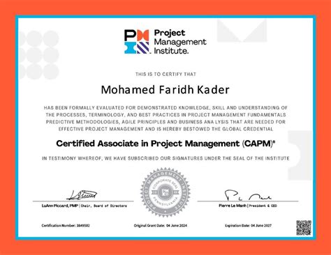 Mohamed Faridh Kader M On Linkedin Capm Projectmanagement Pmi