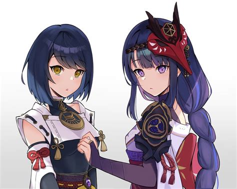 Raiden Shogun And Kujou Sara Genshin Impact Drawn By Murph Danbooru