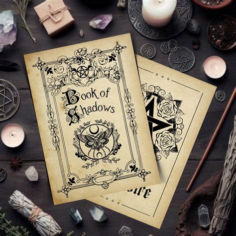 Grimoire Cover Pages Book Of Shadows Printable Designs Digital