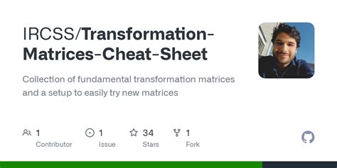 Github Ircss Transformation Matrices Cheat Sheet Collection Of