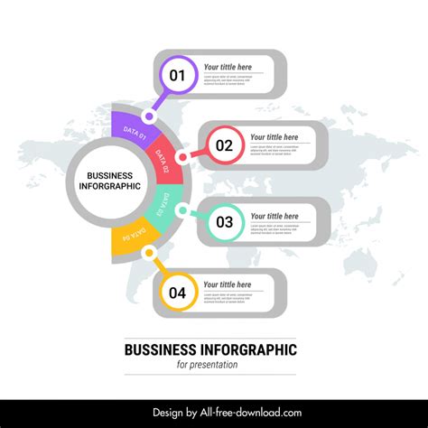 Business Infographic Chart For Presentation Template Geometry Sketch World Map Decor Vectors