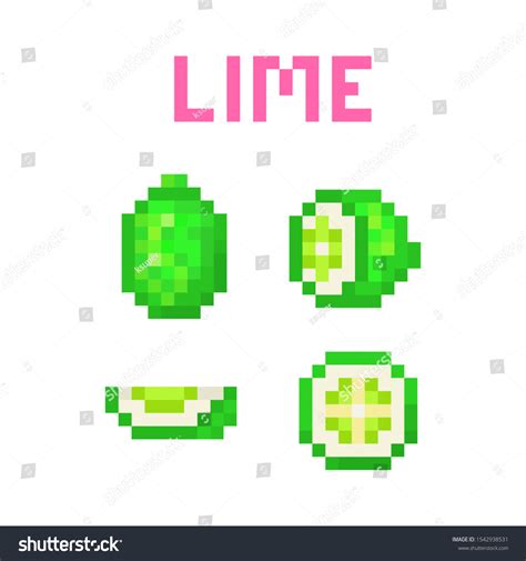 Set 4 Pixel Art Green Limes Stock Vector Royalty Free 1542938531