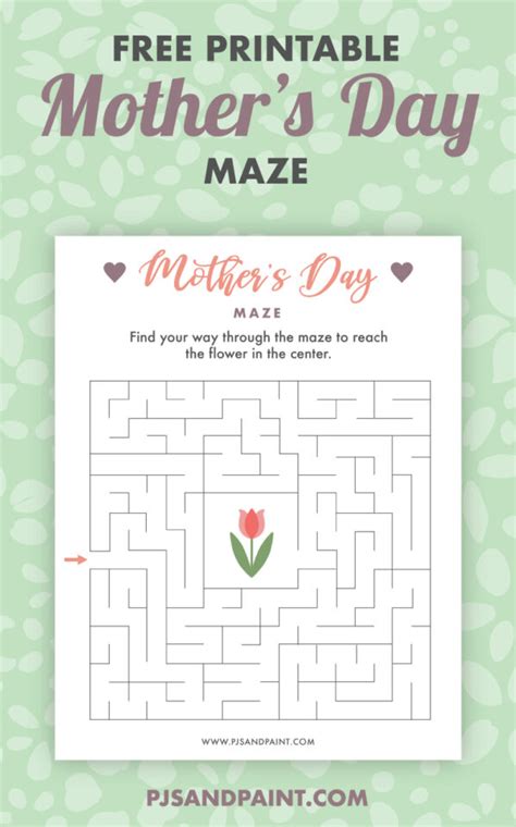 Free Printable Mother S Day Maze Pjs And Paint