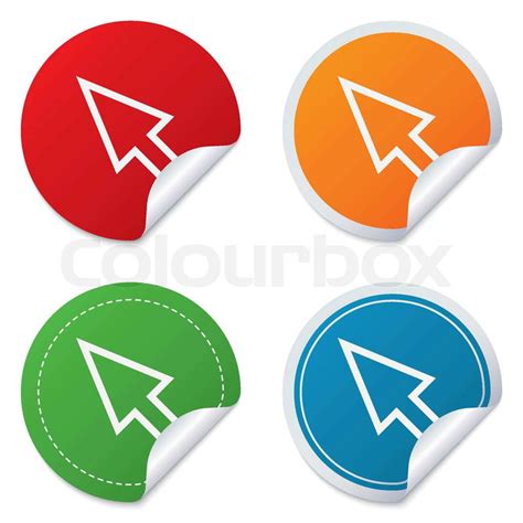 Mouse Cursor Sign Icon Pointer Symbol Round Stickers Circ Colourbox