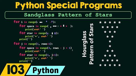 Python Special Programs Sandglass Pattern Of Stars Youtube