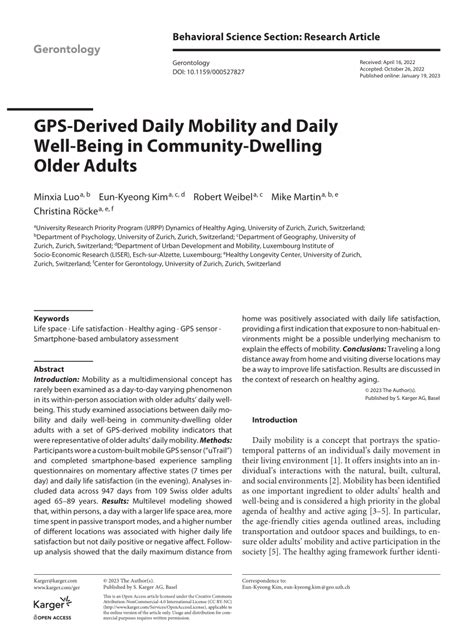 Pdf Gps Derived Daily Mobility And Daily Well Being In Community Dwelling Older Adults