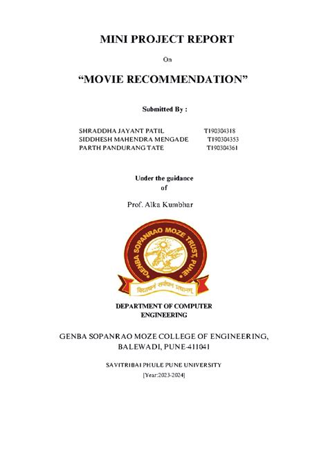 Dsbda Mini Project Movie Recommendation Mini Project Report “movie
