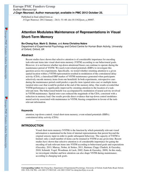 Pdf Attention Modulates Maintenance Of Representations In Visual Short Term Memory
