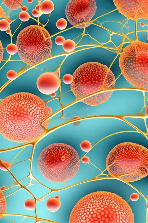 Abstract Organic Cell Structure With Textured Spheres And Network Stock