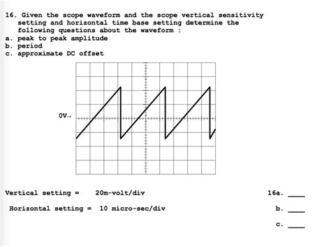 Solved Given The Scope Waveform And The Scope Vertical Chegg Com