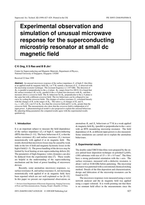 Pdf Experimental Observation And Simulation Of Unusual Microwave Response For The