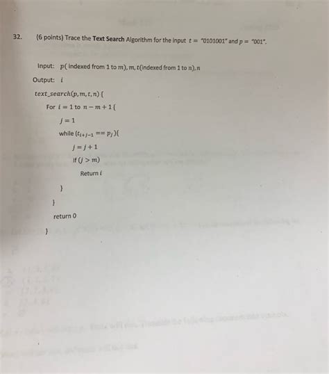 solved 32 6 points trace the text search algorithm for
