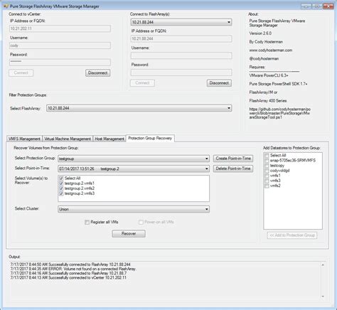 Powershell Gui Vmware And Flasharray Storage Management Tool Cody