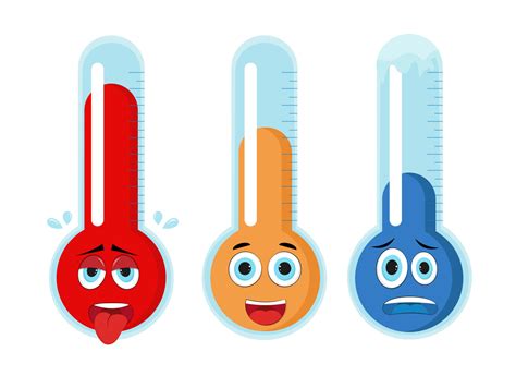 Funny Cartoon Face Thermometer Set 17793388 Vector Art At Vecteezy