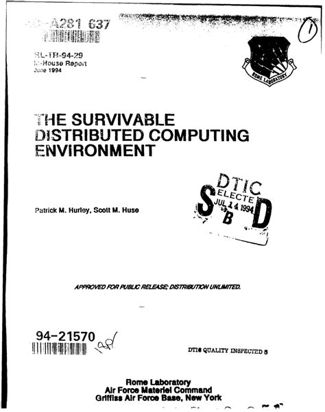 Pdf The Survivable Distributed Computing Environment