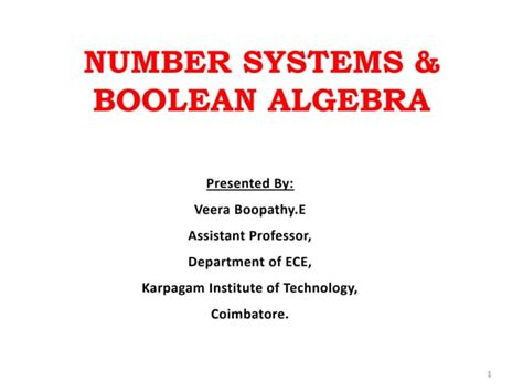 Number Systems And Boolean Algebra Ppt