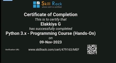 Elakkiya G On Linkedin Hiiii Guys I Have Completed My Python 3x In