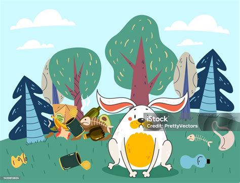 산림 자연 오염 쓰레기 폐기물 환경 문제 개념 벡터 그래픽 디자인 요소 일러스트 레이 션 0명에 대한 스톡 벡터 아트 및 기타