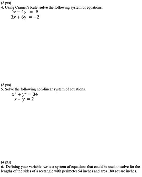 solved 4 using cramer s rule solve the following system of