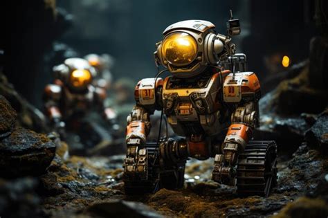 Premium Photo Robots Efficiently Conduct Space Mining Operations On