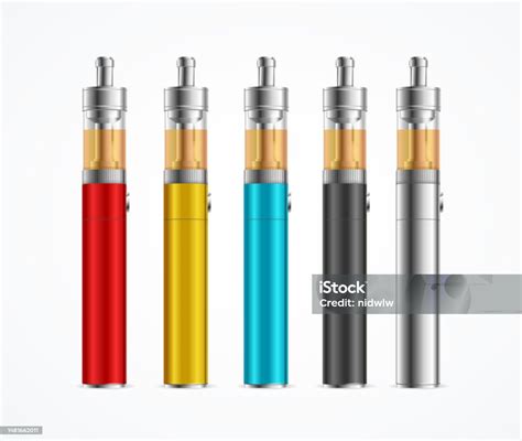 현실적인 상세한 3d 다른 색 Vape 펜 또는 전자 담배 세트 벡터 전자담배에 대한 스톡 벡터 아트 및 기타 이미지 전자담배 상점 다중 색상 Istock