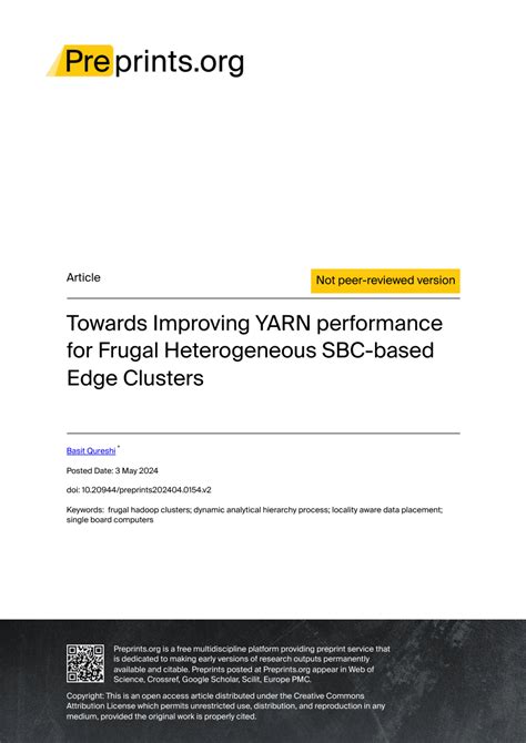 Pdf Towards Improving Yarn Performance For Frugal Heterogeneous Sbc