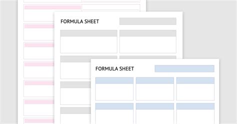 Formula Sheets Free Printable Digital Templates