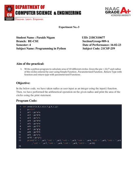 Ws 3 Python Parakh Department Of Computer Science And Engineering