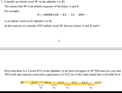 solved consider an infinite word w ﻿on the alphabet