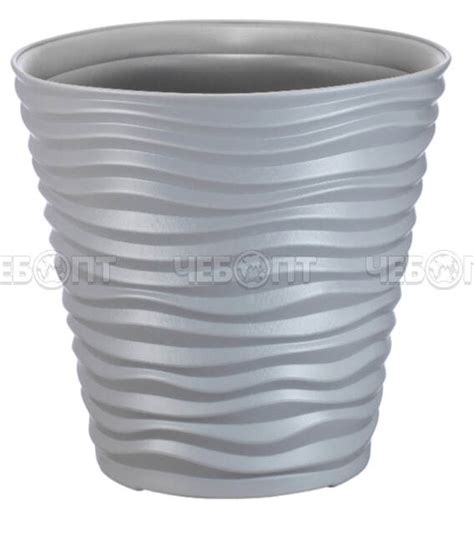 Кашпо для цветов 50 л ДЮНА пластик 450 мм СЕРЫЙ уличное арт М 3403 [3] М ПЛАСТИКА