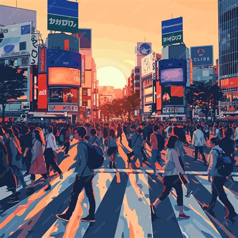 Premium Vector Illustrationoftokyoshibuyacrossingvector