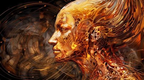 Premium Ai Image Abstraction Of Golden 3d Distortions That Form The Image Of A Person Surrealism