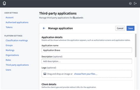 Third Party Applications • Managing Third Party Applications • Palantir