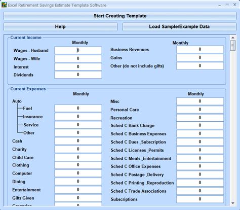 Excel Retirement Savings Estimate Template Software