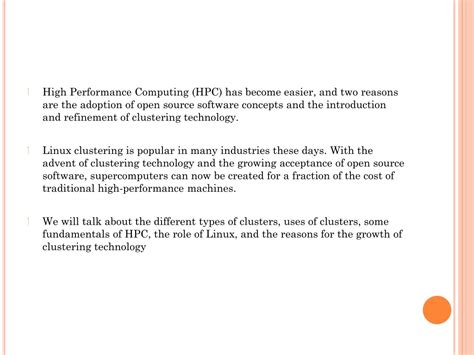 Ppt Linux Clustering Fundamentals Of High Performance Computing And